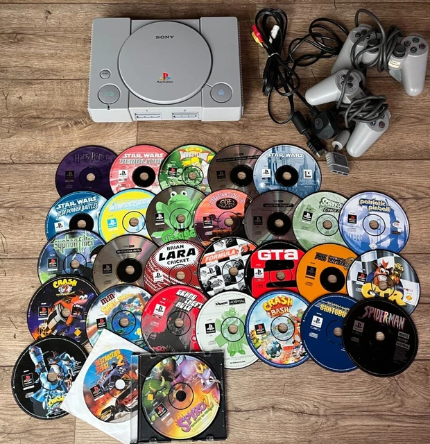 SONY PLAYSTATION 1 Console + 29 Games Inc Crash, Spyro, CTR + More ...
