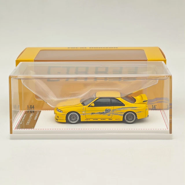 1:64 FH NISSAN Skyline R33 GT-R BCNR33 FNF Yellow Diecast Models Car ...