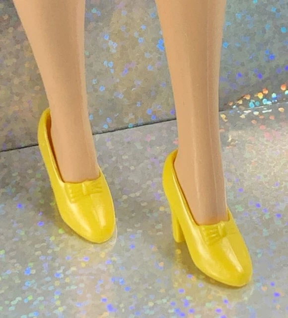 BARBIE DOLL SHOES Vintage 1980s Yellow Pumps 80s Heels Bendable Knees ...