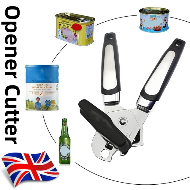 NEW HEAVY DUTY Stainless Steel Tin Can Opener Cutter Easy Comfy Grip ...