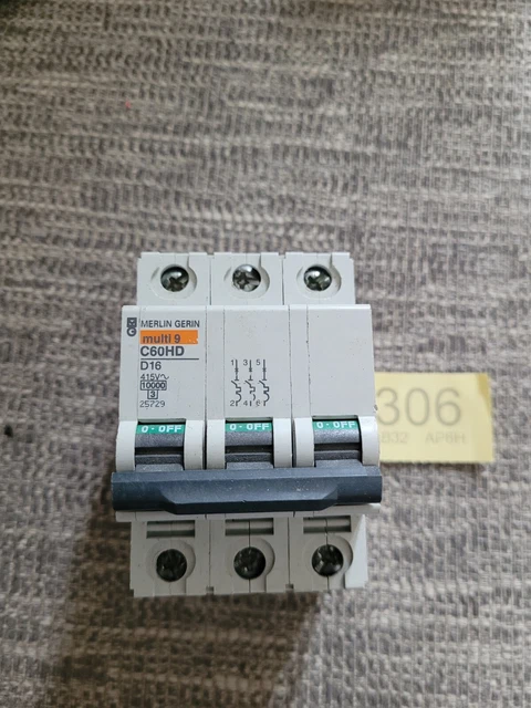 MERLIN GERIN MULTI9 Type D 16A Triple Pole 3 Phase MCB Breaker Schneider 16 AMP £8.99 - PicClick UK