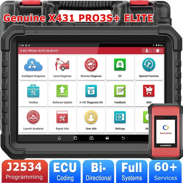LAUNCH X431 PRO3S+ ELITE Car Diagnostic Bi-directional Tools J2534 ...