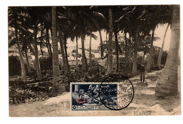 SOMALIA ITALIANA, CARTOLINA 1930, SASS. 135, MOGADISCIO x MILANO EUR 22 ...