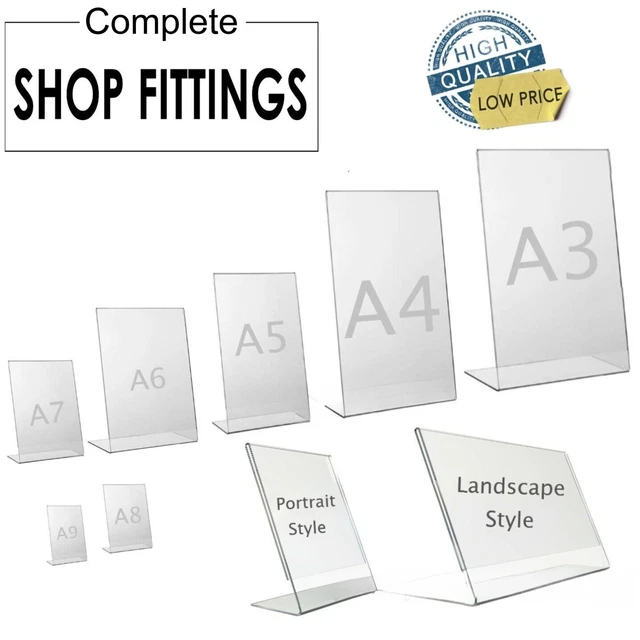 ACRYLIC COUNTER POSTER Holder Perspex Leaflet Display Stand A3 A4 A5 A6 ...