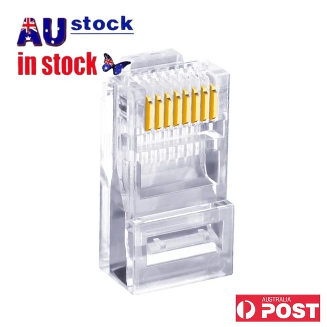 100X GOLD PLATED RJ45 Cat5 Connector 8P8C UTP Network Cable Crystal ...