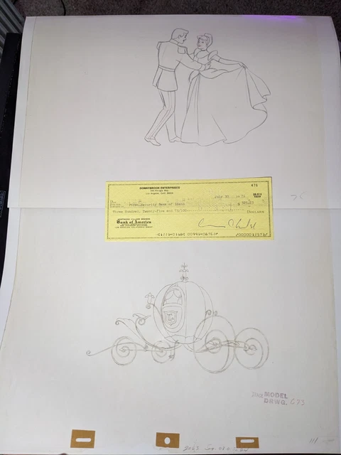 CINDERELLA ANIMATION CEL Art MODEL SHEETS Disney Production Art BILL ...