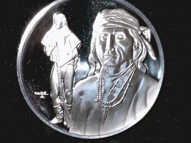 COCHISE APACHE LEADER Silver Commemorative Proof Coin! Nice Frost Image ...