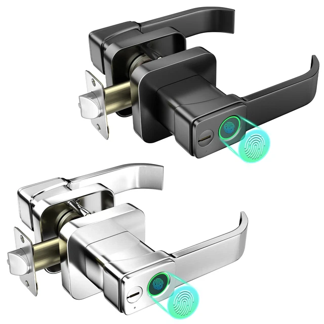SMART DOOR LOCK Fingerprint Knob with Handle Biometric Touch Entry ...
