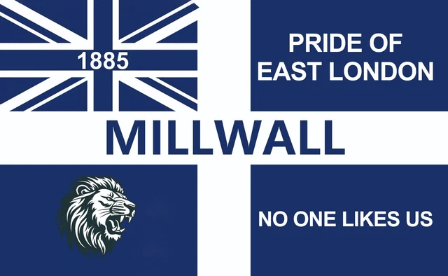 MILLWALL FC FLAG 5ft by 3ft - Millwall Football Club Flag NO ONE LIKES ...