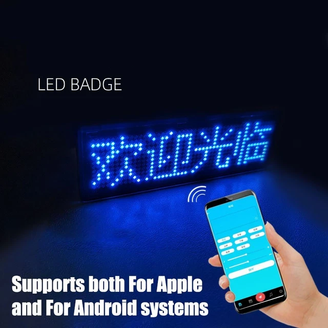 REUSABLE DIGITAL SIGNAGE Name Tag with Blue LED Display for Businesses ...