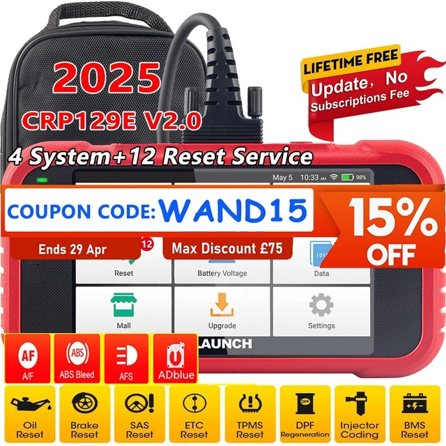 2025 LAUNCH CRP129E V2.0 Car Diagnostic Tools OBD2 Scanner ABS SRS SAS ...