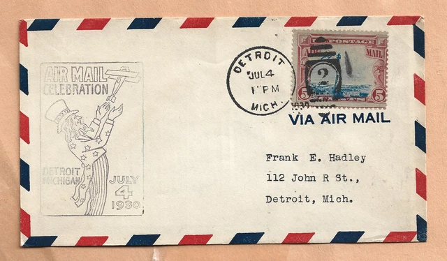 C11 FIRST FLIGHT Air Mail Celebration Detroit Mich Jul 4,1930 $8.00 ...