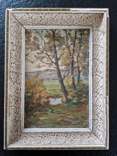 PAUL LICOURT HUILE sur carton peinture tableau Paysage au bois Harpignies Yon EUR 110,00 ...