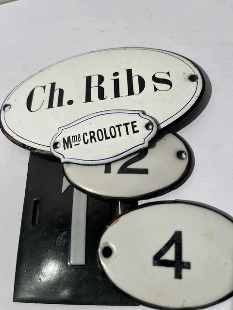 PLAQUE ÉMAILLÉE PROPRETE ancienne lot 5 nom numeros boite aux Lettres Porte EUR 45,00 - PicClick FR