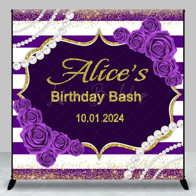 CUSTOM PURPLE FLORAL Birthday Bash Party Backdrop $35.97 - PicClick AU