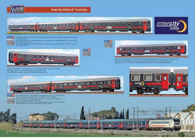 ACME SET 7 Carriages Intercity Night Train Fs Blue Livery + Free ...