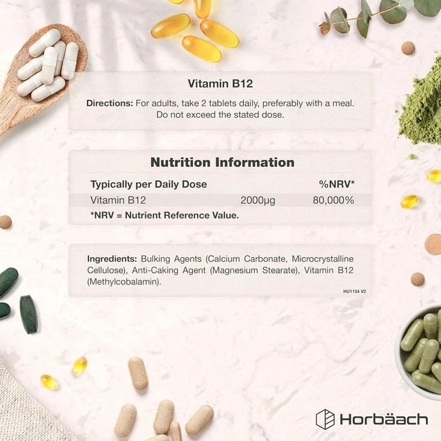 VITAMIN B12 TABLETS High Strength 2000Ug | 500 Vegan Tablets ...