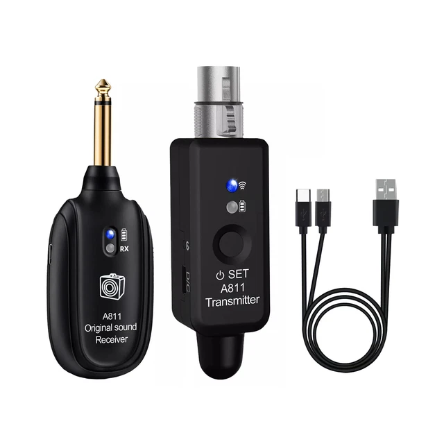 30M WIRELESS MICROPHONE Converter XLR Transmitter Receiver Microphone ...
