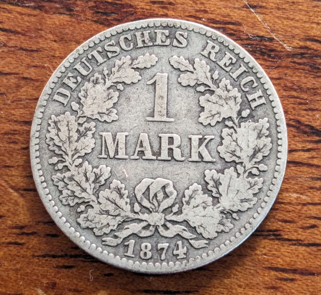 1874-H SILVER GERMAN Empire 1 Mark German Old Coin Free Shipping £3.98 ...