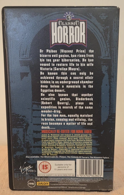 VHS VIDEO TAPE Dr Phibes Rises Again Classic Horor Vincent Price ...