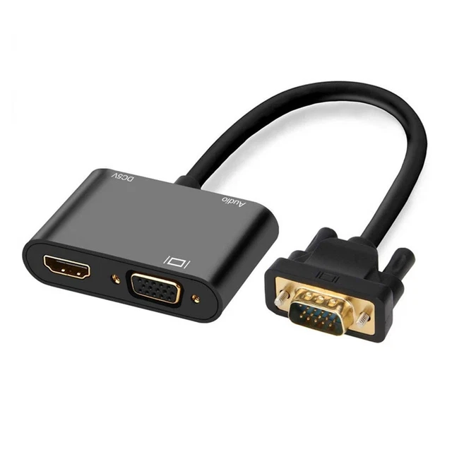 3 IN 1 VGA to HDMI-Compatible Adapter+3.5mm Audio Jack+VGA Converter Splitter #1 £9.83 - PicClick UK