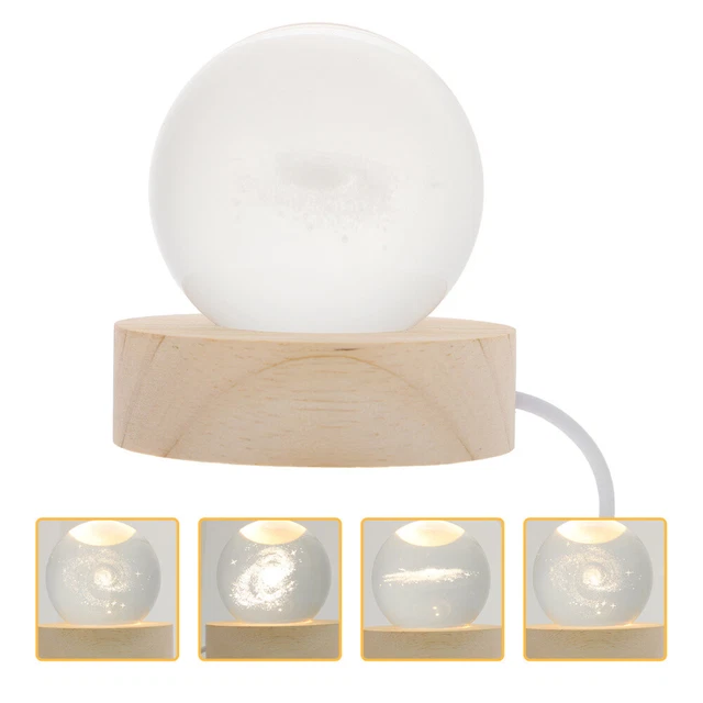 WOOD BASE CRYSTAL Ball Light Decoration Galaxy Projector Rotating ...
