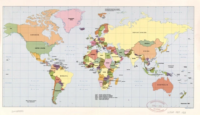 1987 MAP| POLITICAL map of the world, September 1987| Earth|World Maps ...