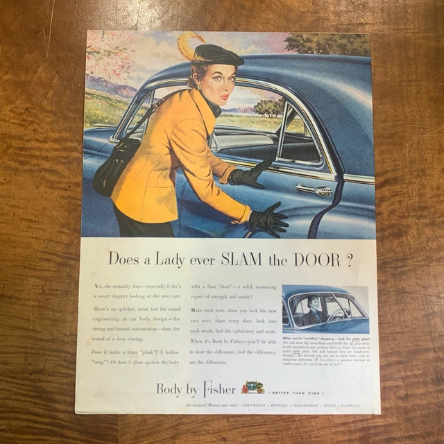 VINTAGE 1949 'FISHER Car Bodies' Usa Magazine Advertisement Poster ...