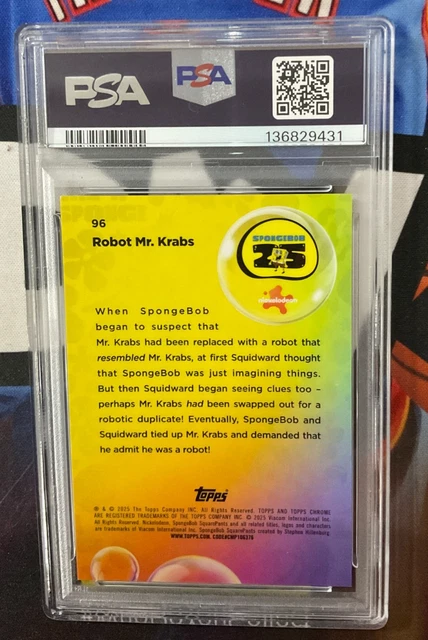 2025 TOPPS CHROME SpongeBob Sapphire #96 Robot Mr. Krabs Gold 48/50 PSA ...
