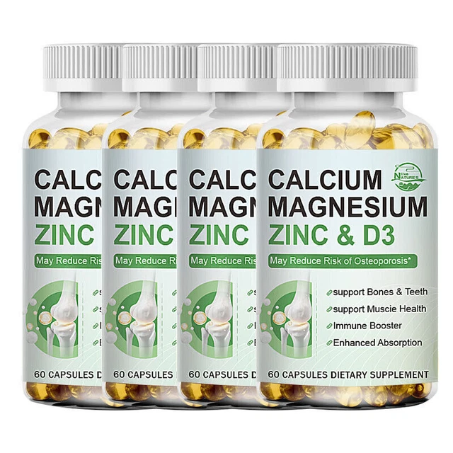CALCIUM MAGNESIUM ZINC Vitamin D3 Complex 1425MG Strong for Bones ...