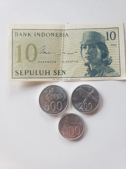 INDONESIA 1964 SEN 10 note, 100, 200, 500 Rupiah coins $12.95 - PicClick AU
