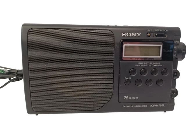 SONY ICF-M760L PORTABLE AM/FM Radio 28 Presets 3 Bands Black D35 G639 £ ...
