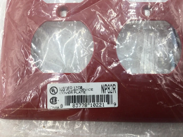 HUBBELL NP82R 2 Gang Unbreakable Duplex Receptacle Plate in Red $3.39 ...