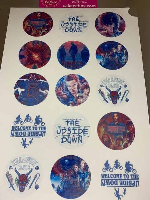 STRANGER THINGS , 15 cut edible cupcake toppers, fondant, free postage ...