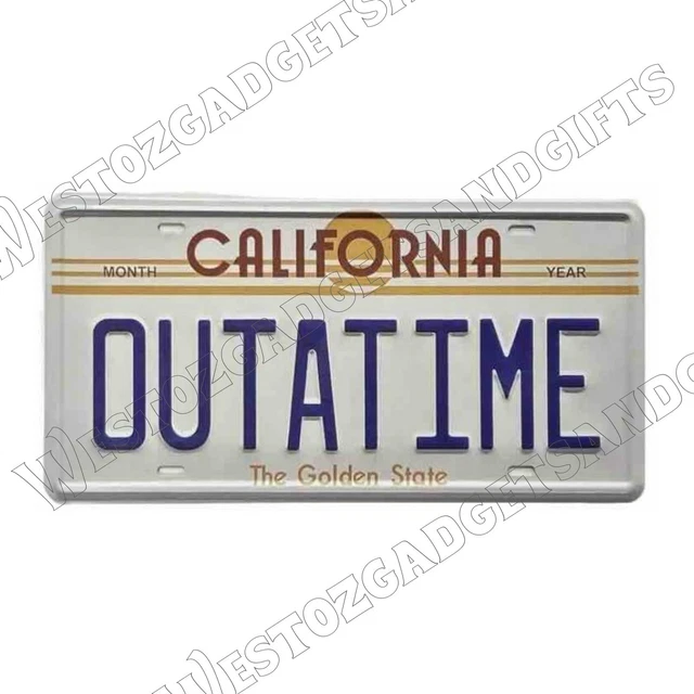 BACK TO THE Future OUTATIME Metal License Number Plate DeLorean BTTF ...