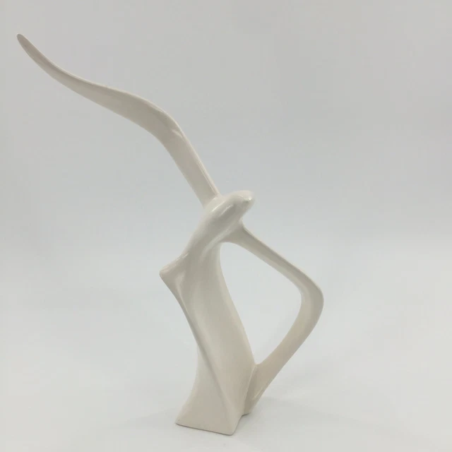 VINTAGE WHITE SEAGULL Statue MCM 17 inches Tall Decor Bird Flying ...