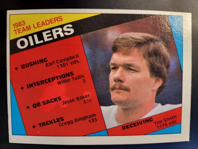 1984 TOPPS TIM Smith Team Leaders Oilers carte football #73 EUR 3,30 ...