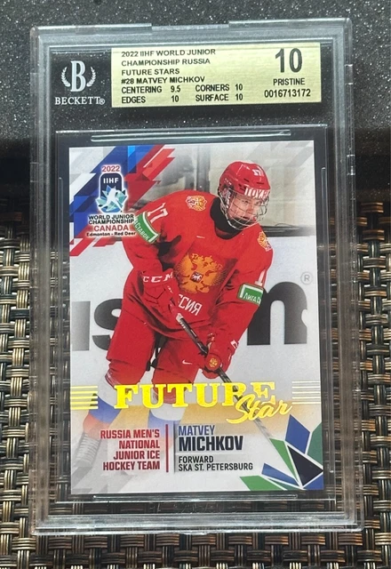 MATVEY MICHKOV 2022 IIHF World Juniors Future Stars RC #28 BGS 10 ...