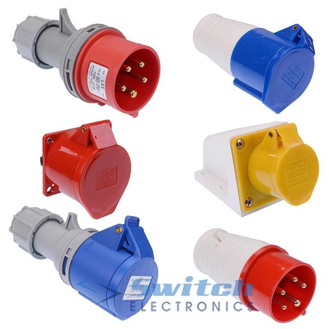 RED BLUE YELLOW Industrial Plug Socket Male Female Connector 110V 230V ...