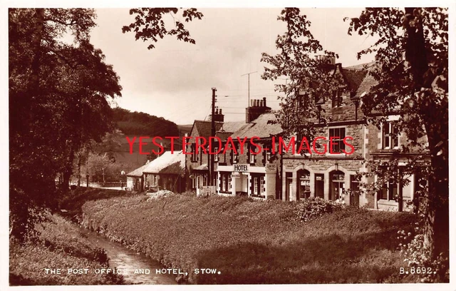 THE POST OFFICE and Hotel Stow Galashiels Borders Postcard c1954 RP ...