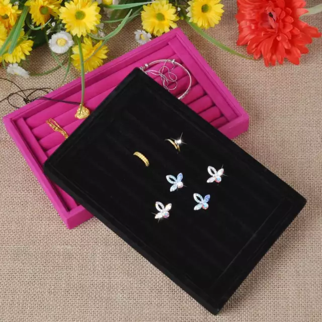 Velvet Ring Tray Jewelry Display Earring Organizer Holder Insert