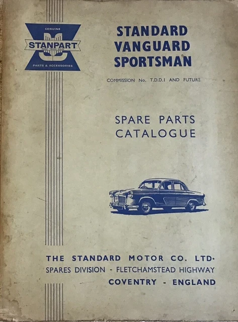 STANDARD VANGUARD SPORTSMAN Illustrated Car Spare Parts List #505329 ...
