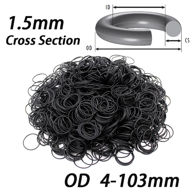 NBR O-RING 1.5MM Cross Section Seal Rubber Gasket OD 4mm-103mm Nitrile ...