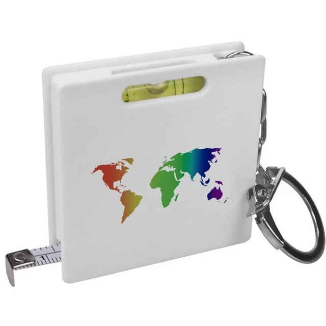 'RAINBOW WORLD MAP' Keyring Tape Measure / Spirit Level Tool ...