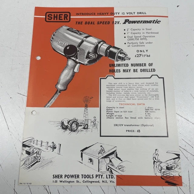 ORIGINAL VINTAGE TOOL Power 1960s Sher Timber Powermatic Mancave Garage ...
