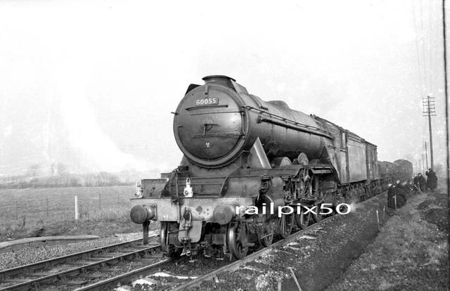 ORIGINAL LARGER RAILWAY NEGATIVE ES1.20 LNER steam loco A3 60055 south ...