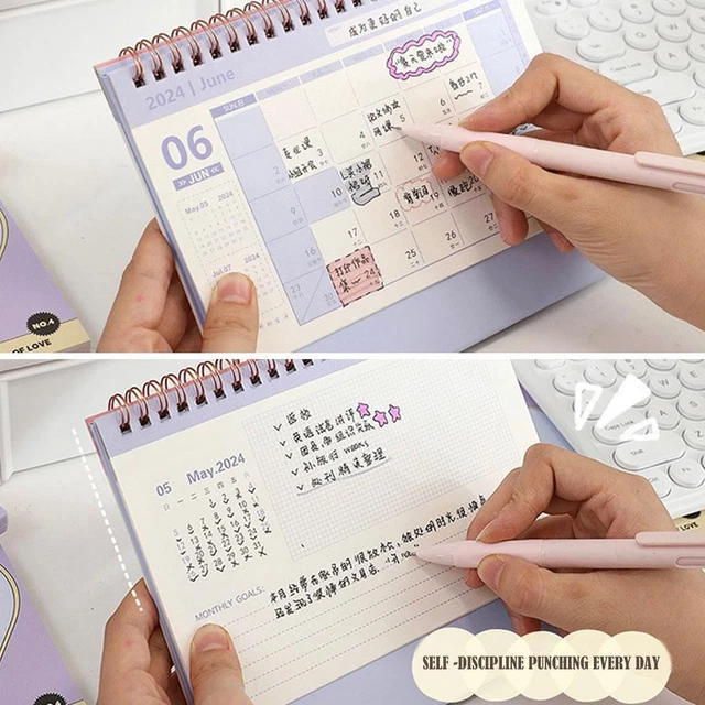 2024 DESKTOP CALENDAR Foldable Schedule Daily Weekly Planner Calendars ...