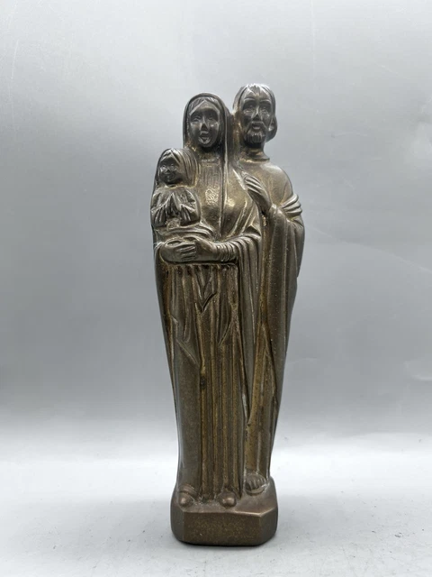 RELIGIOUS BRONZE STATUE sculpture Heavy Antique Mary Jesus Antique ...