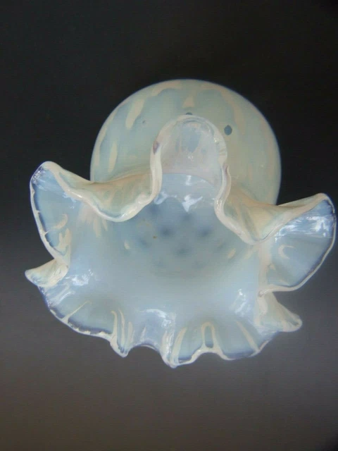 ORIGINAL VICTORIAN VASELINE Opalescent Glass Oil Lamp Light Shade C ...