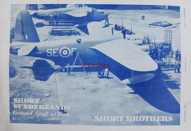 SHORT SUNDERLAND FLYING Boat Aircraft Ground Crew ADVERT #2 1943 Print ...